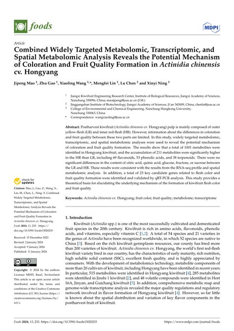 Pdf Combined Widely Targeted Metabolomic Transcriptomic And Spatial
