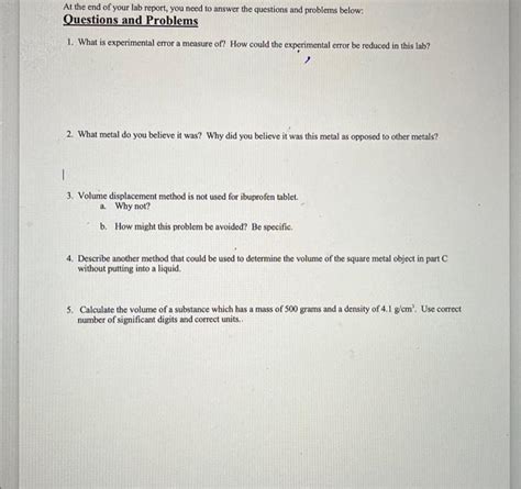 Solved Determination Of Density Lab Introduction Chegg