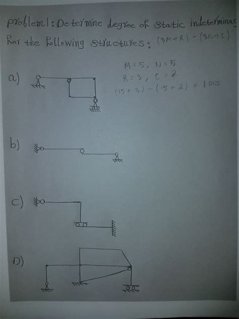 Solved Probleml Determine Degree Of Static Indeterminac The Chegg Com