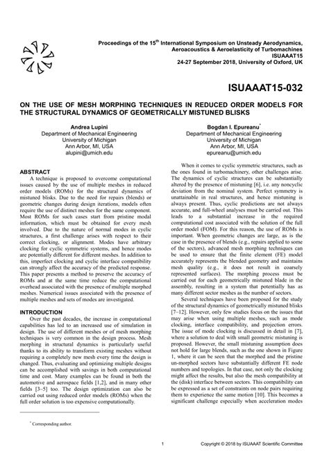 Pdf On The Use Of Mesh Morphing Techniques In Reduced Order Models For The Structural Dynamics