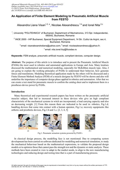 Pdf An Application Of Finite Element Modeling To Pneumatic Artificial Muscle From Festo