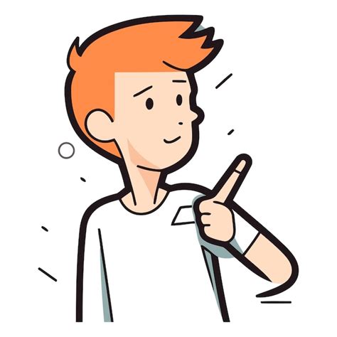 Premium Vector Young Man Pointing His Finger Up In Cartoon Style