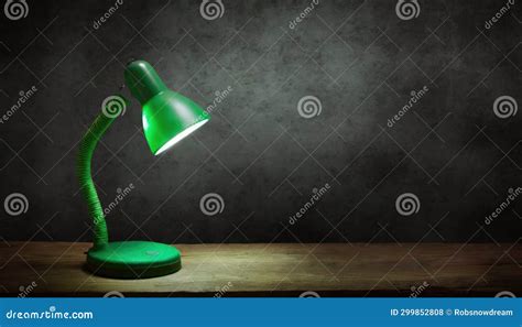Simple Desk Design With Blank Areas For Compositing Green Lamp Stock Illustration