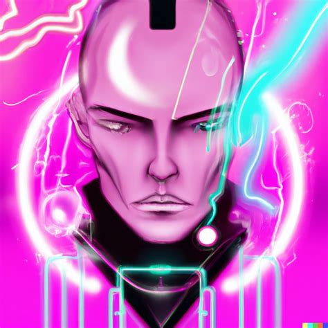 Digital Art Cyberpunk Netrunners Face On A Pink Background With