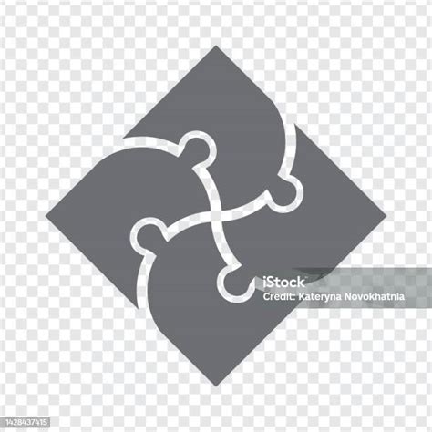 회색의 간단한 아이콘 사각형 퍼즐 웹 사이트 디자인 앱 Ui에 대한 투명한 배경에 네 가지 요소의 간단한 아이콘 사각형 퍼즐 Eps10 0명에 대한 스톡 벡터 아트 및 기타