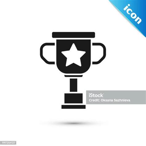 흰색 배경에 격리 된 블랙 어워드 컵 아이콘입니다 우승자 트로피 기호입니다 챔피언십 또는 대회 트로피 스포츠 업적 표지판 벡터 일러스트레이션 금속에 대한 스톡 벡터 아트 및