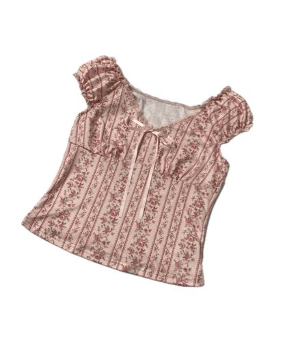 Kori Vintage Flower Band T Shirt리본 빈티지 플라워 밴딩 셔링 티셔츠 오프숄더 반팔 발레코어 긱시크