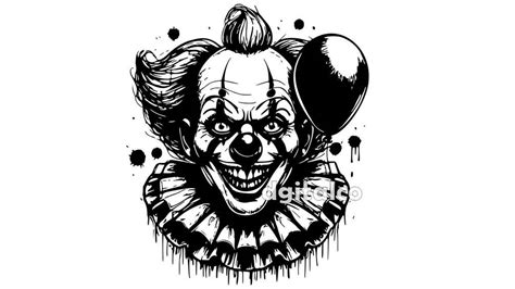 Pennywise Ink Vector Portrait Digital Art Of The Iconic Horror Clown