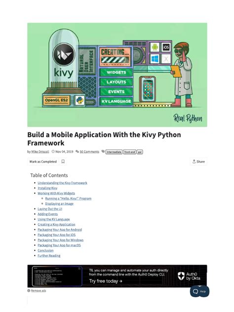Buiding A Mobile Application With The Kivy Python Framework Pdf