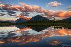 Mirrored Sunset At Vermillion Lakes Near Alberta Ca Oc 1024x683