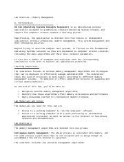 Lab Exercise Memory Management Simulator Docx Lab Exercise Memory Management A Introduction