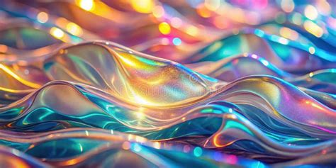 Abstract Iridescent Flowing Waves Of Light And Color Generative Ai Stock Illustration