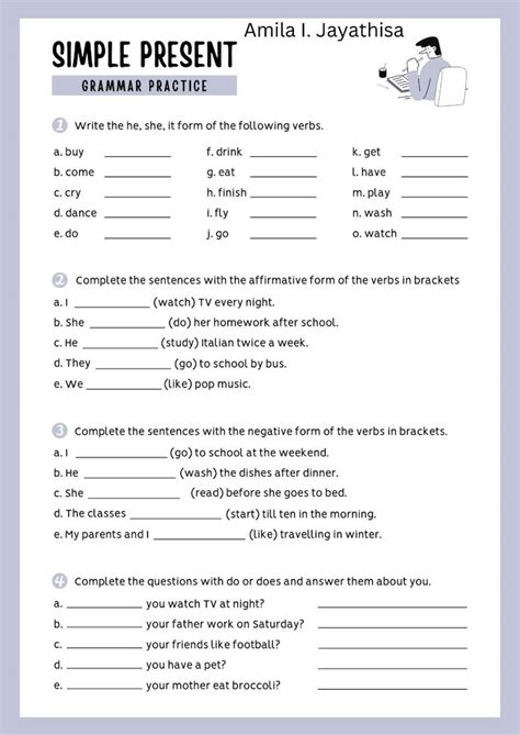 Simple Present Grammar Practice Worksheet In 2024 English Lessons English Grammar Exercises