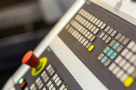 Control Panel Of Cnc Turning Milling Lathe Machine At Factory Plant