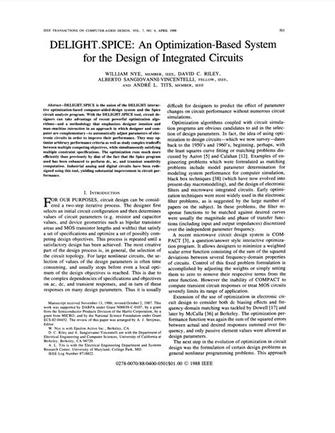 Pdf Spice An Optimization Based System For The Design Of Integrated