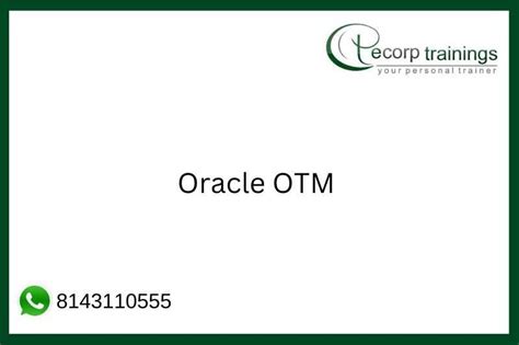 Oracle Transportation Management Training Best Online Oracle Otm