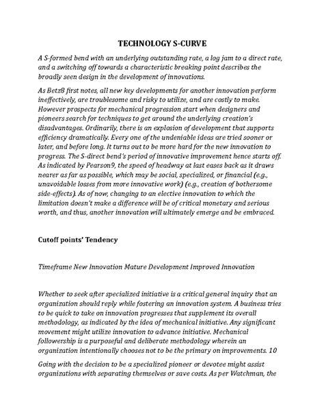 Technology S Curve Technology S Curve A S Formed Bend With An