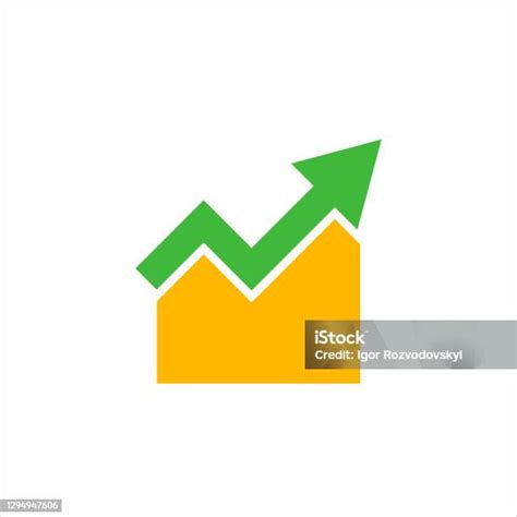 차트 그래프 막대 아이콘을 가리키는 단일 화살표 성장 성공 그래프 는 응용 프로그램 Ui Ux 웹 버튼에 대한 평면 디자인 인터페이스 인포 그래픽 요소 위쪽으로 추세 흰색