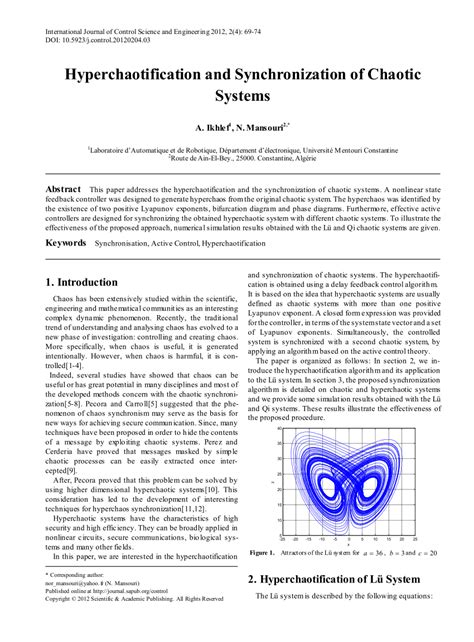 Pdf Hyperchaotification And Synchronization Of Chaotic Systems