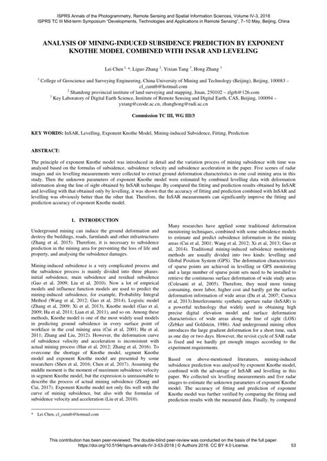 Pdf Analysis Of Mining Induced Subsidence Prediction By Exponent