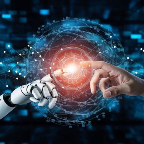 Man And Robot Handshake Concept Of Ai Technology And Human Connection Futuristic Business