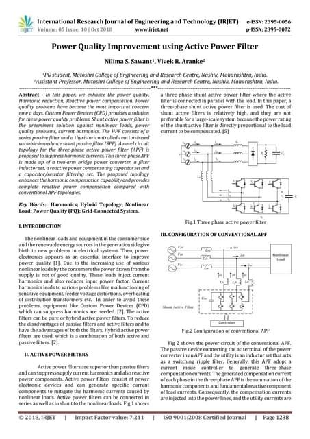 Irjet Power Quality Improvement Using Active Power Filter Pdf