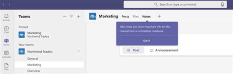 Onenote를 사용하여 팀 노트 관리 Microsoft 지원
