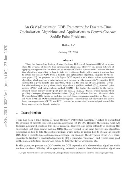 an o s r resolution ode framework for discrete time optimization algorithms and applications to