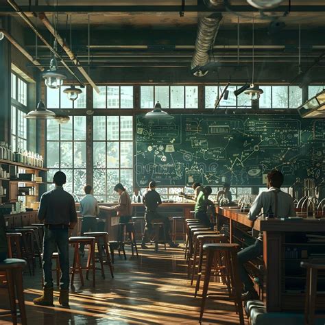 Immersive Science Lab Classroom With Intricate Technical Diagrams And Nostalgic Academic