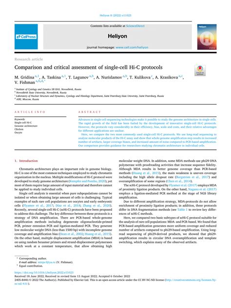 Pdf Comparison And Critical Assessment Of Single Cell Hi C Protocols