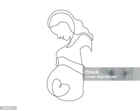 하나의 연속적인 선 그리기에 있는 임산부 단순한 선형 스타일의 건강한 임신과 출산 아기 기호 해피 어머니의 날에 대한 개념입니다 편집 가능한 획 낙서 윤곽선 벡터 그림 선