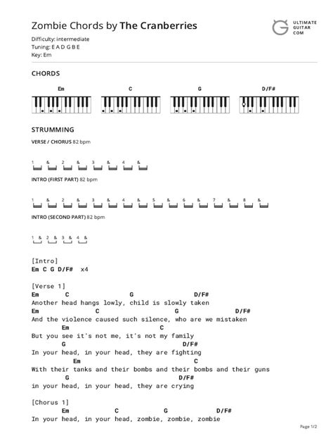 Zombie Chords By The Cranberries Pdf Song Structure Musical Forms