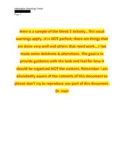 ITCC500 Week 2 Assignment Babe Example 1 InformationTechnologyTrends Lindsey Roberts Page