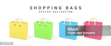 흰색 배경에 빈 쇼핑 백을 3d 쇼핑 컨셉 벡터 일러스트레이션 3차원 형태에 대한 스톡 벡터 아트 및 기타 이미지 3차원 형태 가방 개념 Istock