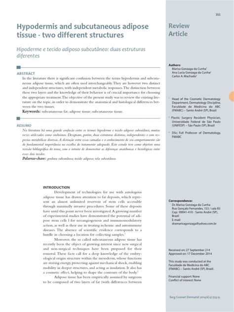Hypodermis And Subcutaneous Adipose Tissue Two Different Structures Pdf Adipose Tissue Abdomen