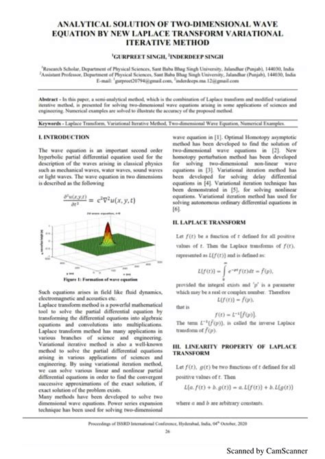 Pdf Analytical Solution Of Two Dimensional Wave Equations By New Laplace Transform Variational