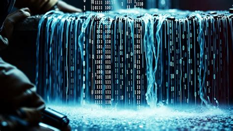 Streams Of Binary Code Cascading Like A Waterfall Signifying The