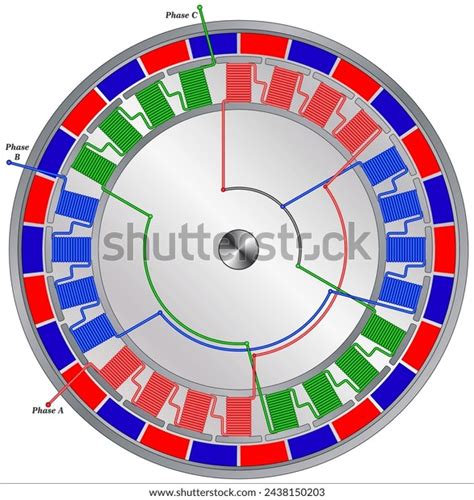 Three Phase Motor Winding Diagram Star Stock Vector Royalty Free