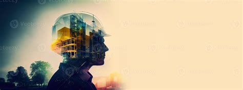 Generative AI Illustration Of Building Construction Engineering Project Devotion With Double