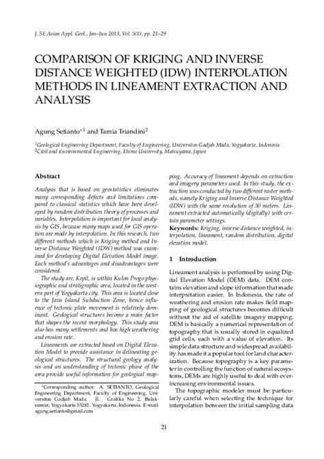Pdf Comparison Of Kriging And Inverse Distance Weighted Idw Interpolation Methods In