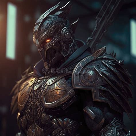 Robot Wearing Armor Knight Suit Created With Generative Ai Stock Illustration Illustration Of