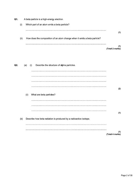 Radioactivity Revision Questions Pdf