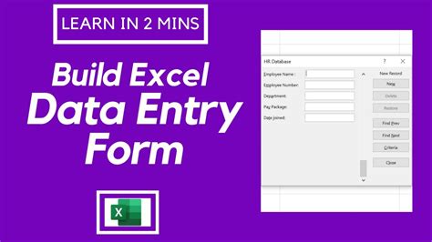 How To Create Easy Data Entry Forms In Excel In 2022 Youtube