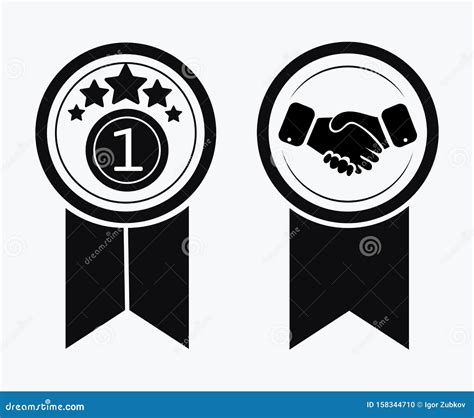 A Sign Of Premium Class Medal With A Star And Ribbon Mark Of Distinction Black And White