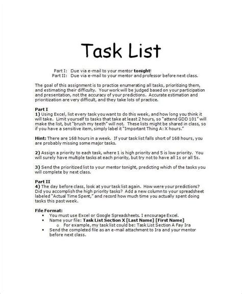 Printable Priority List Template
