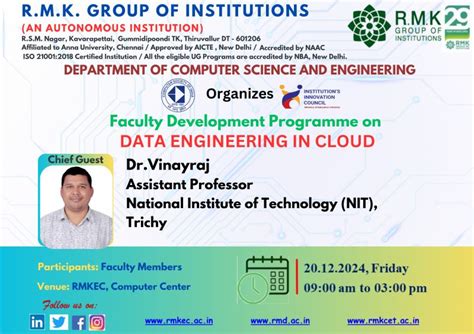 Rmkec Cse On Linkedin Greetings From Rmkec Cse We Are Delighted To Organized A Fdp On “data…