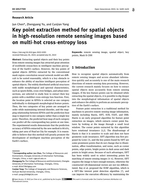 Pdf Key Point Extraction Method For Spatial Objects In High Resolution Remote Sensing Images