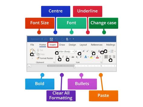 Microsoft Word Toolbar Formatting Icons Labelled Diagram