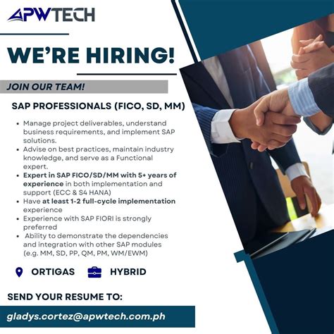 Gladys Joy Cortez On Linkedin Apwtechjobs Hiring Apwtech Sap