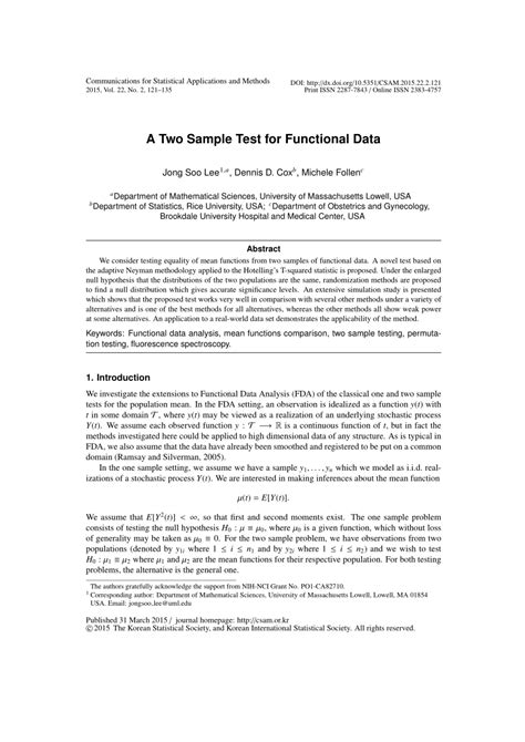 Pdf A Two Sample Test For Functional Data